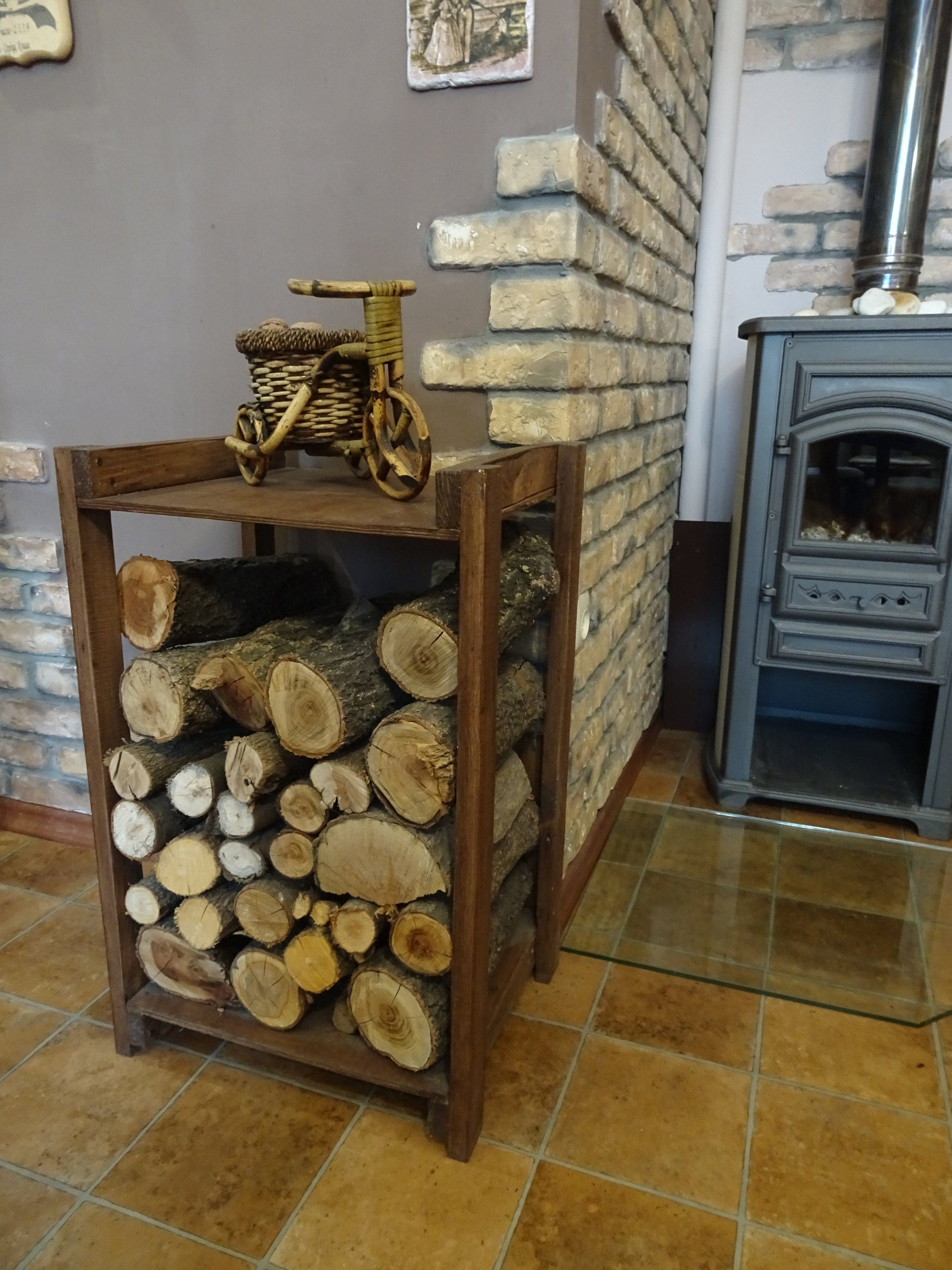 Rustic Fireplace Log Holder DIY Plan - Etsy
