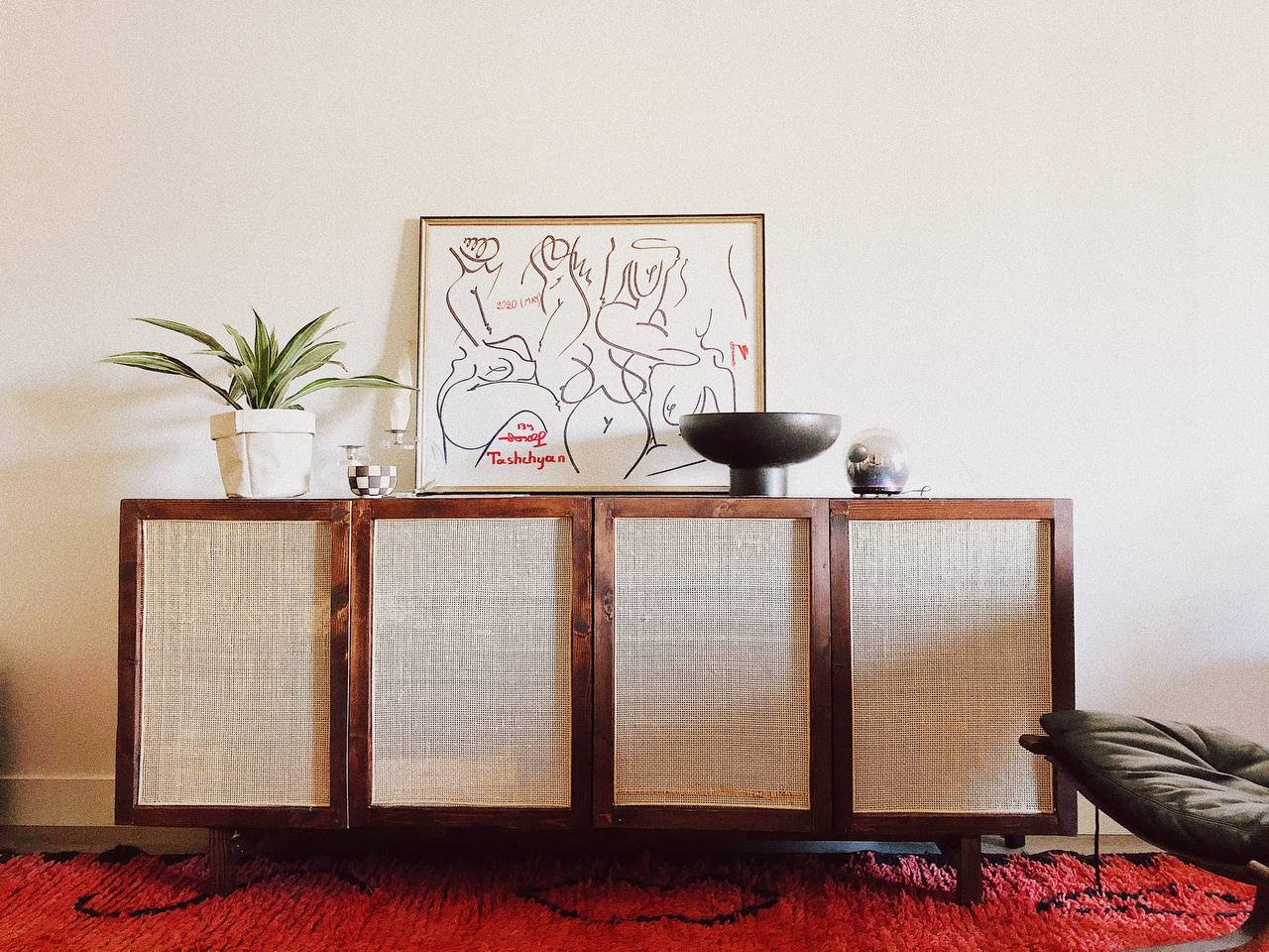 Mid Century Modern Rattan Cane Media Console / Buffet DIY Tutorial - Etsy