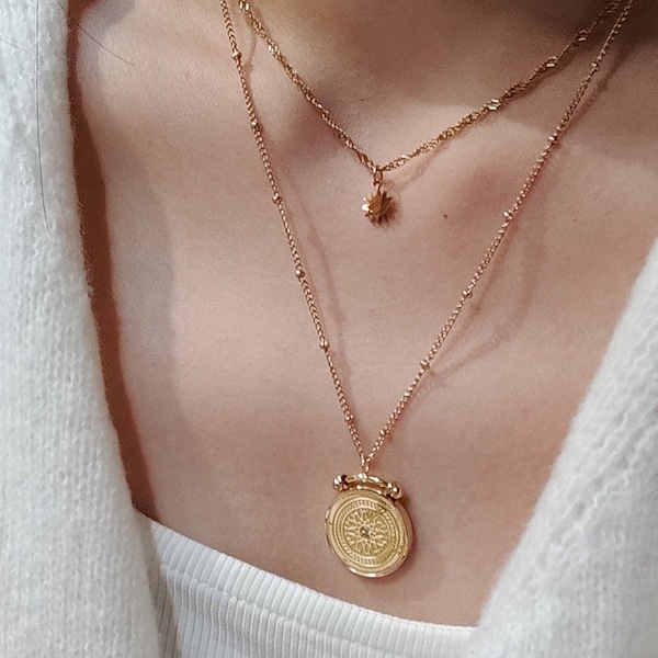 Layered Gold Coin Necklace - Etsy
