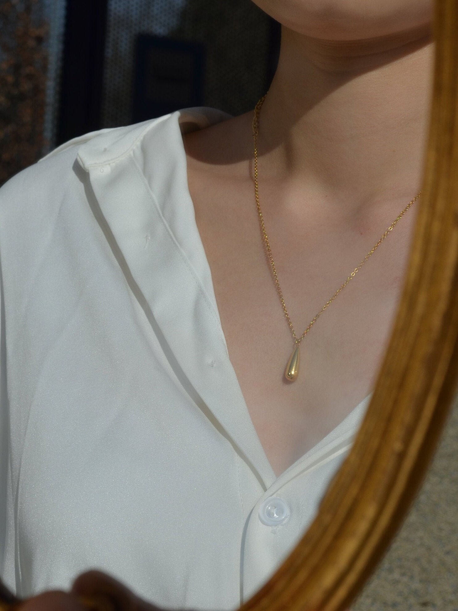 Water Drop Gold Necklace Droplet Necklace Tear Drop - Etsy