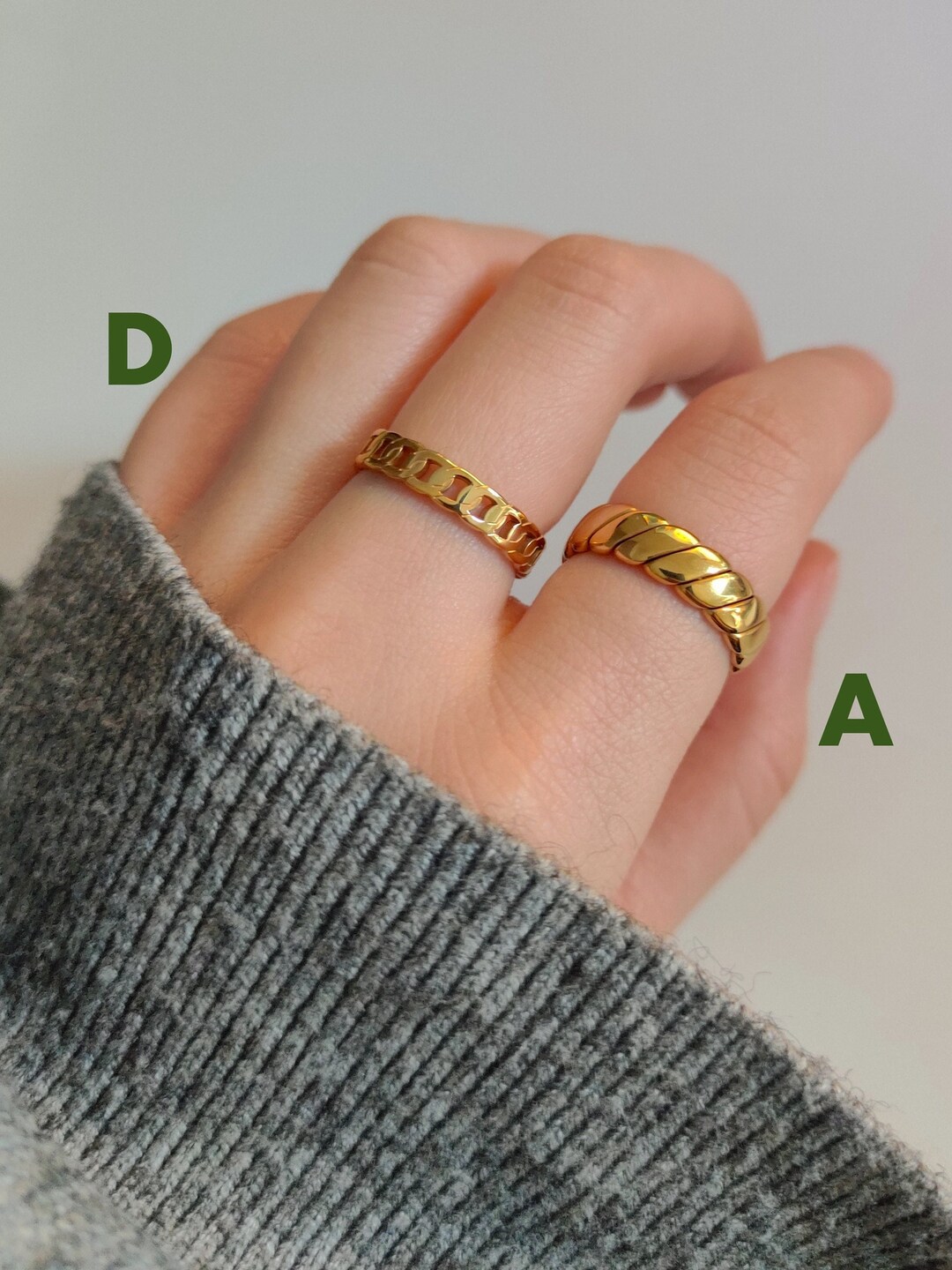 Gold Stackable Minimalist Ring, Thin Gold Ring, Everyday Ring, 18K Gold ...