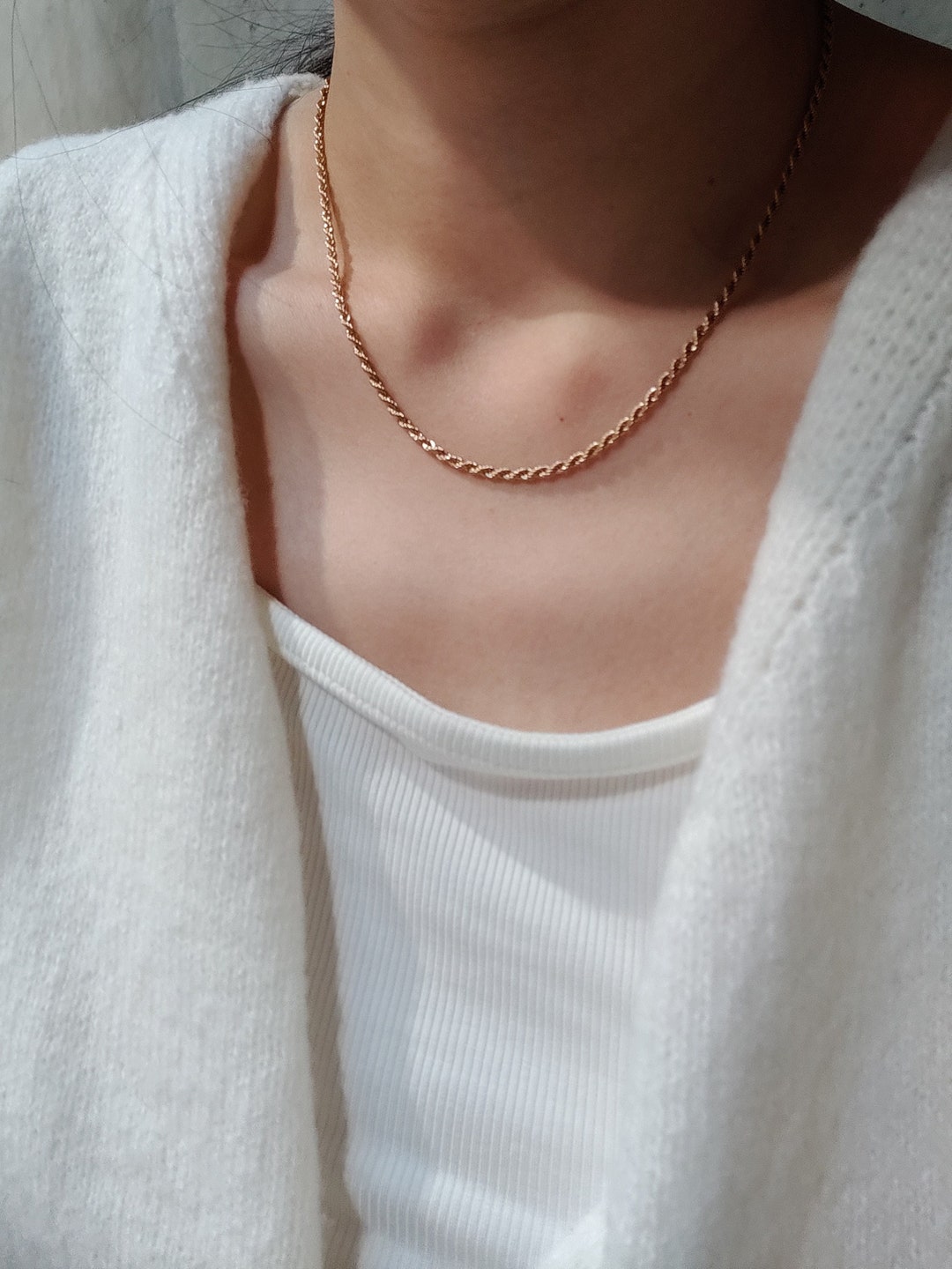 18K Gold Twisted Rope Chain, 2mm Bold Twist Chain, 18K Gold Plated ...