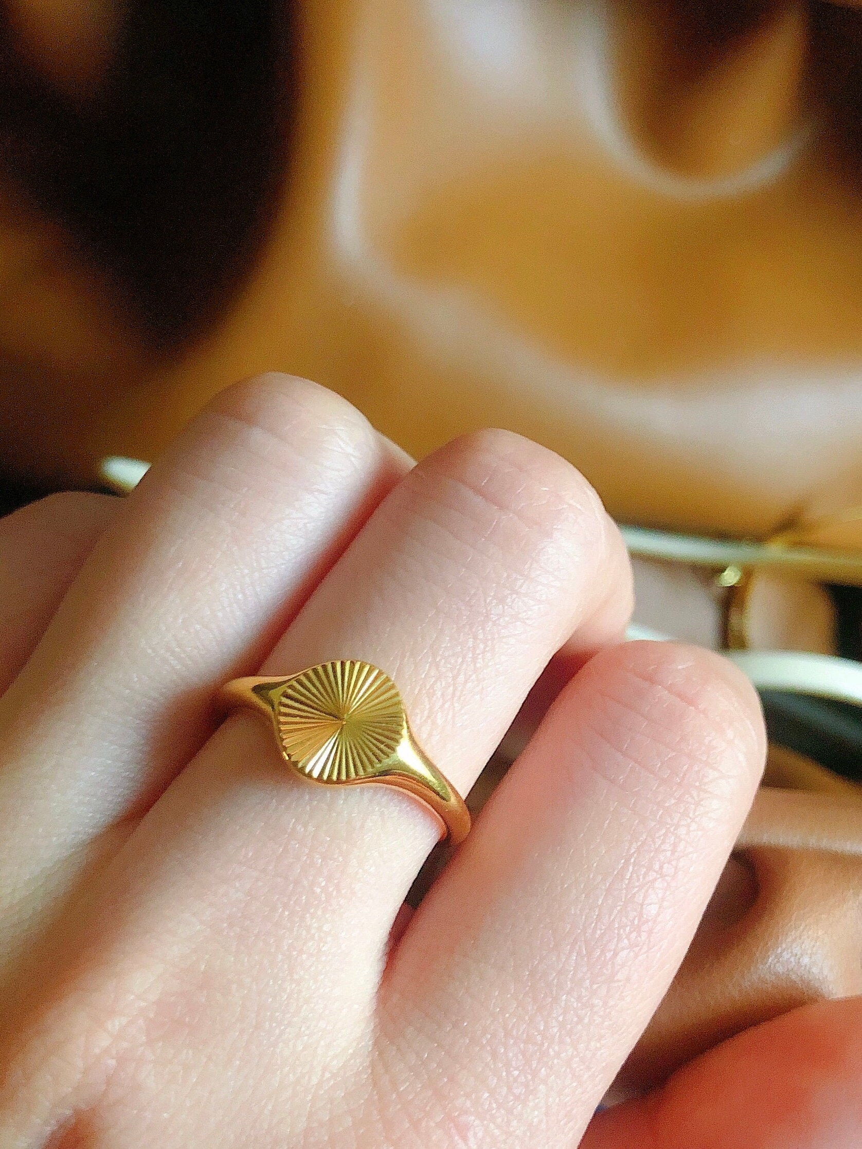Dainty Ring Gold Sunburst Ring Sunshine Ring Italian Gold - Etsy