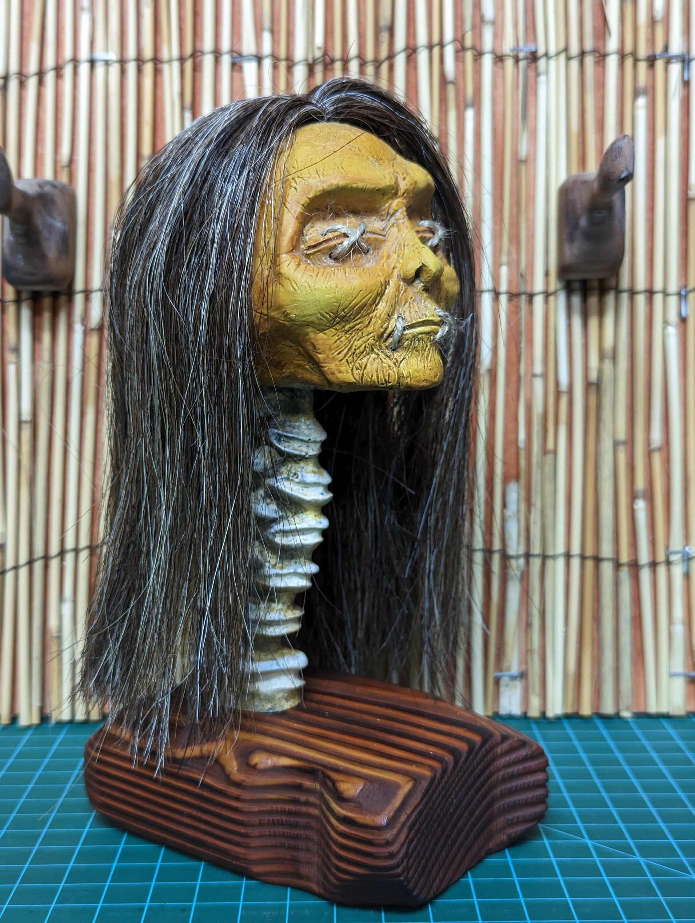 Yellow Shrunken Head on Spine Mount - Etsy