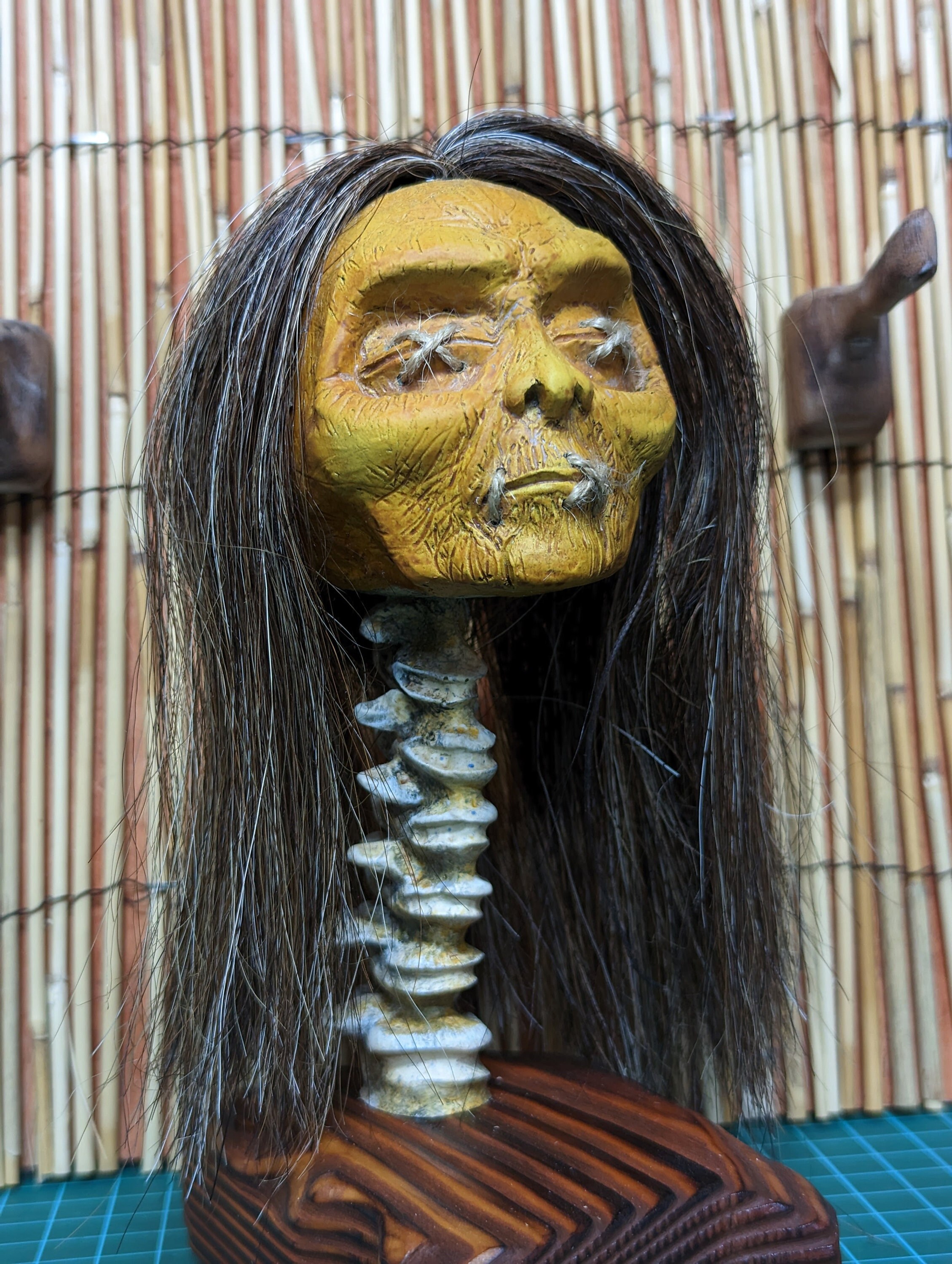 Yellow Shrunken Head on Spine Mount - Etsy