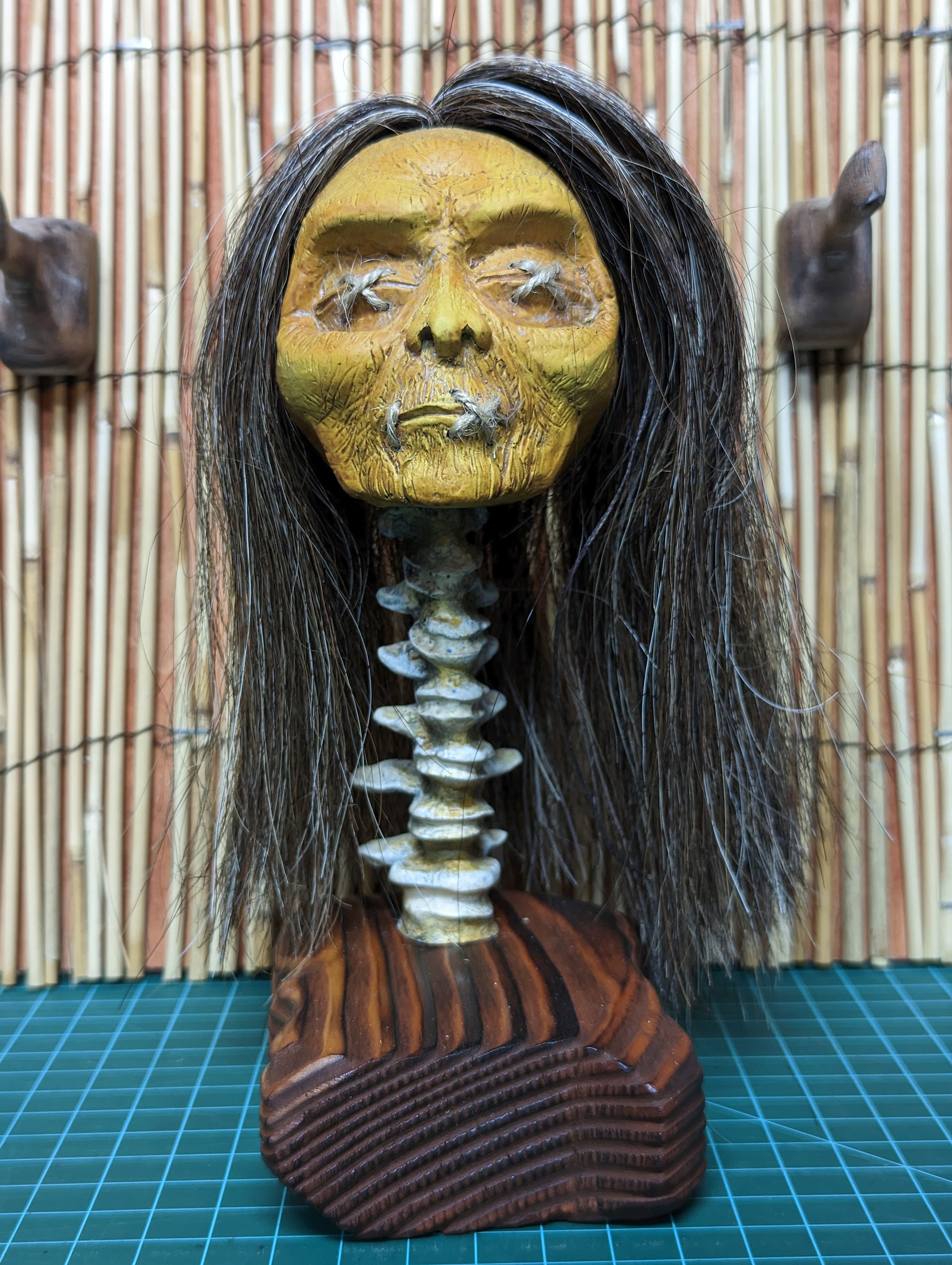 Yellow Shrunken Head on Spine Mount - Etsy