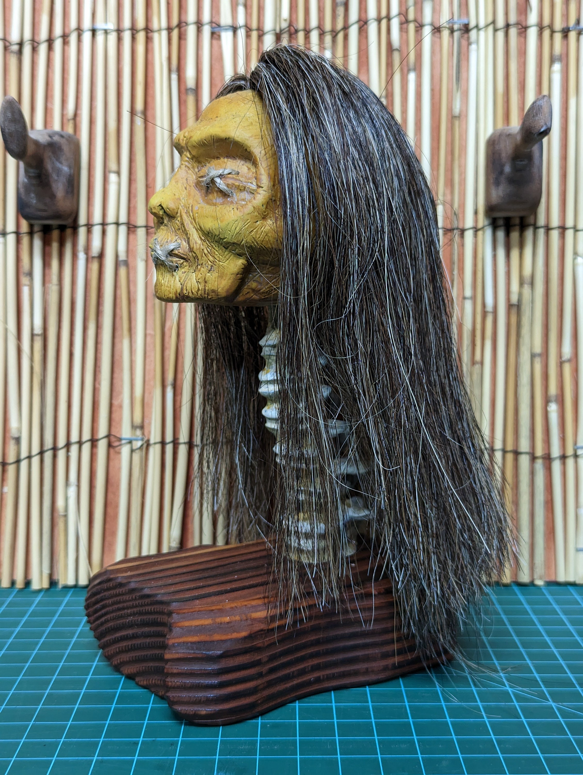 Yellow Shrunken Head on Spine Mount - Etsy