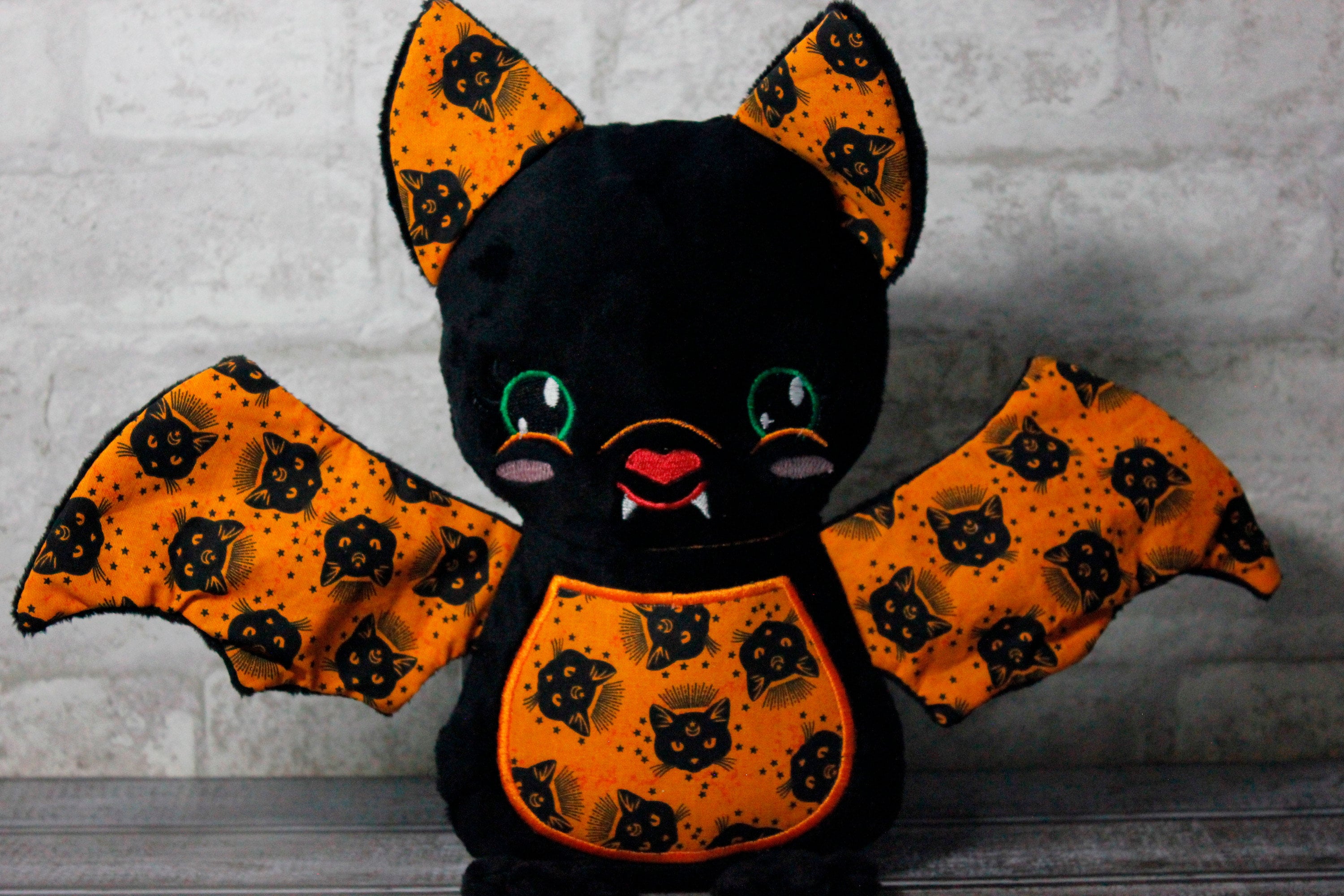 Big Bat Plush Witch Cat Familiar Embroidered Plush Bat - Etsy