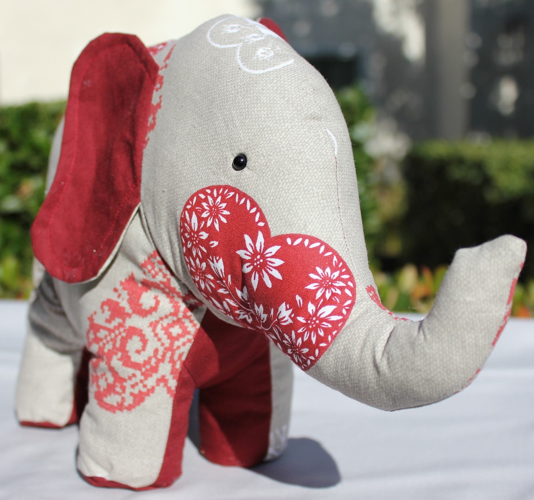 Valentine Elephant Plush, Heart Plush, Stuffed Animal for Girlfriend ...