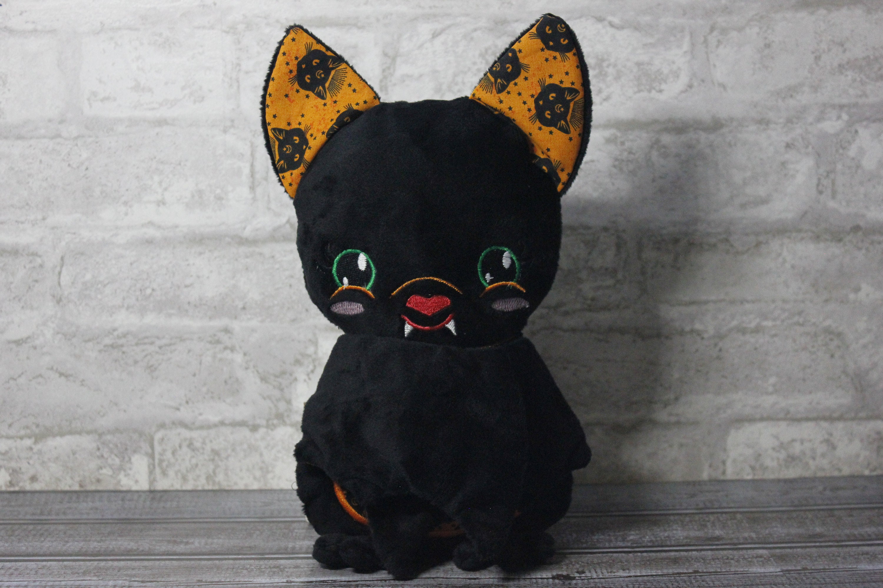 Big Bat Plush Witch Cat Familiar Embroidered Plush Bat - Etsy
