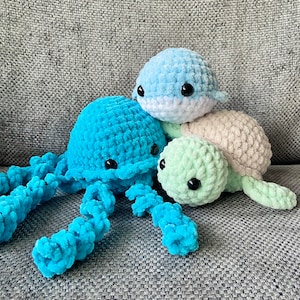 Crochet Kit Bundle, Under the Sea, 3 in 1, Turtle Crochet Kit ...