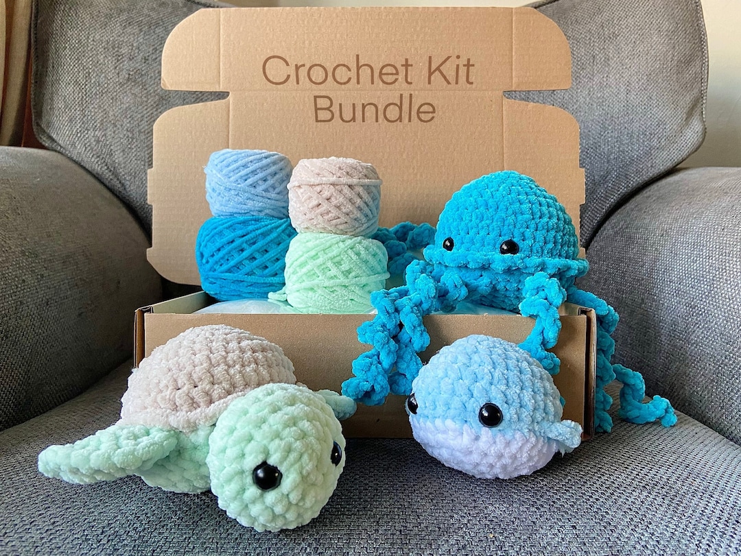 Crochet Kit Bundle, Under the Sea, 3 in 1, Crochet Kit, Turtle Crochet ...