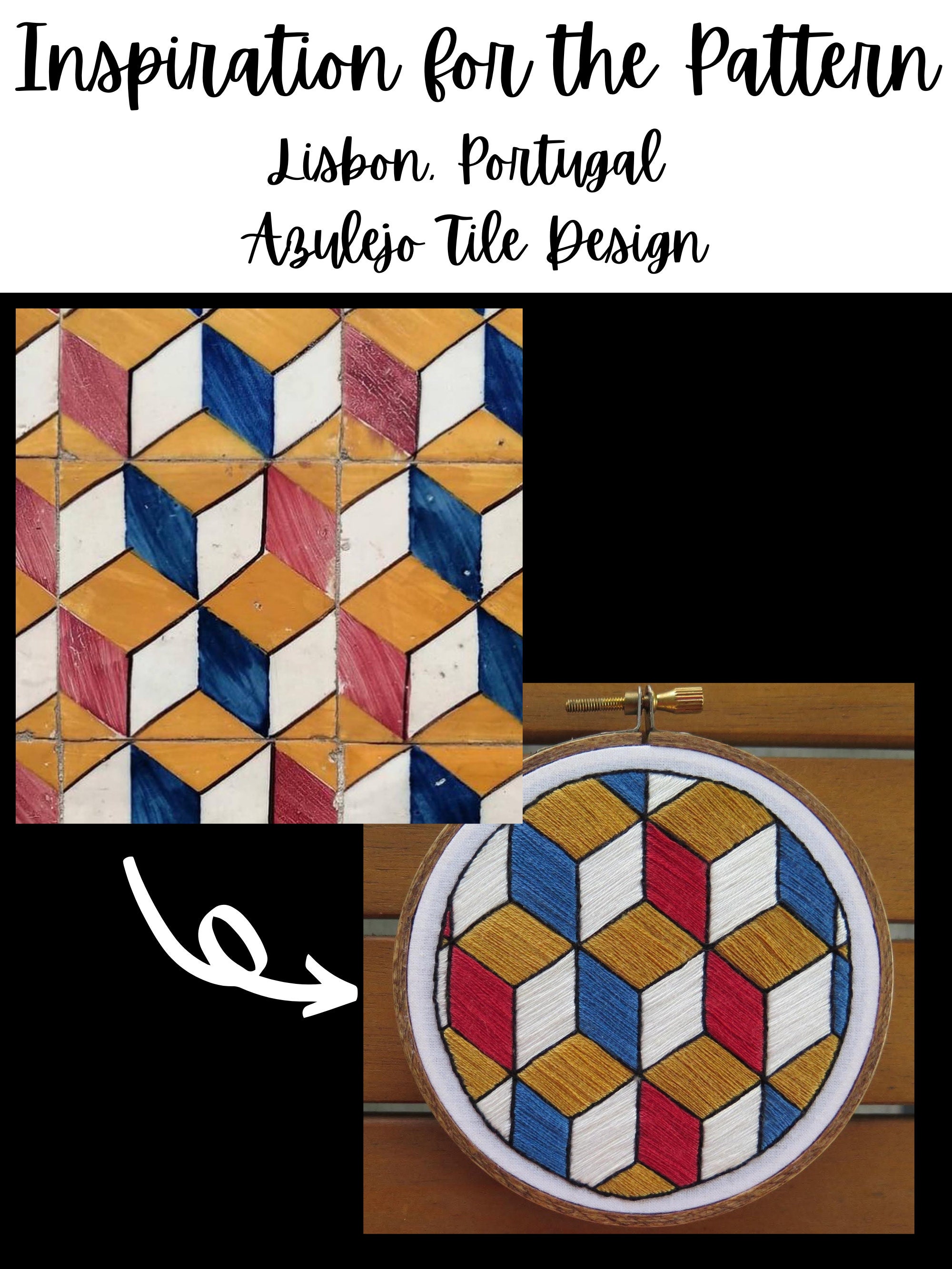 4 Embroidery Kit BEGINNER. Lisbon Boxes Tile. Geometric. Cultural ...