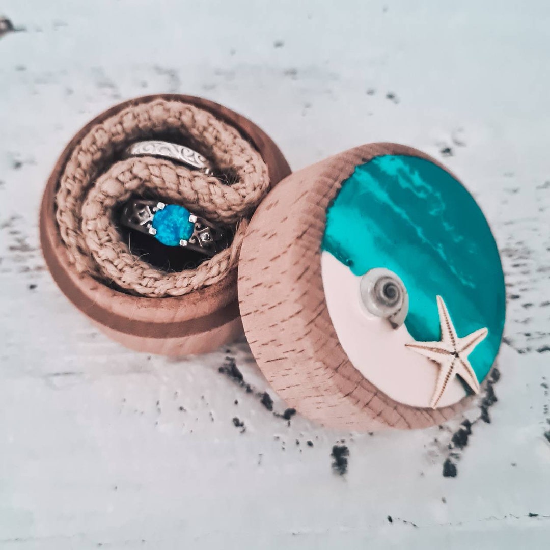 Ocean Resin Ring Box, Boho Ring Box, Wedding Ring Box, Ring Box ...