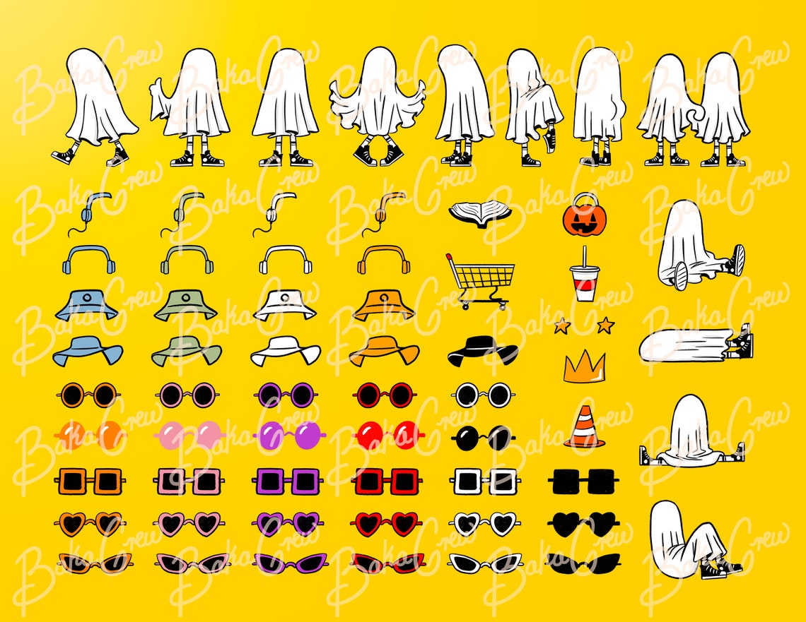 Cool Halloween Clipart Set Halloween Ghosts Illustrations - Etsy