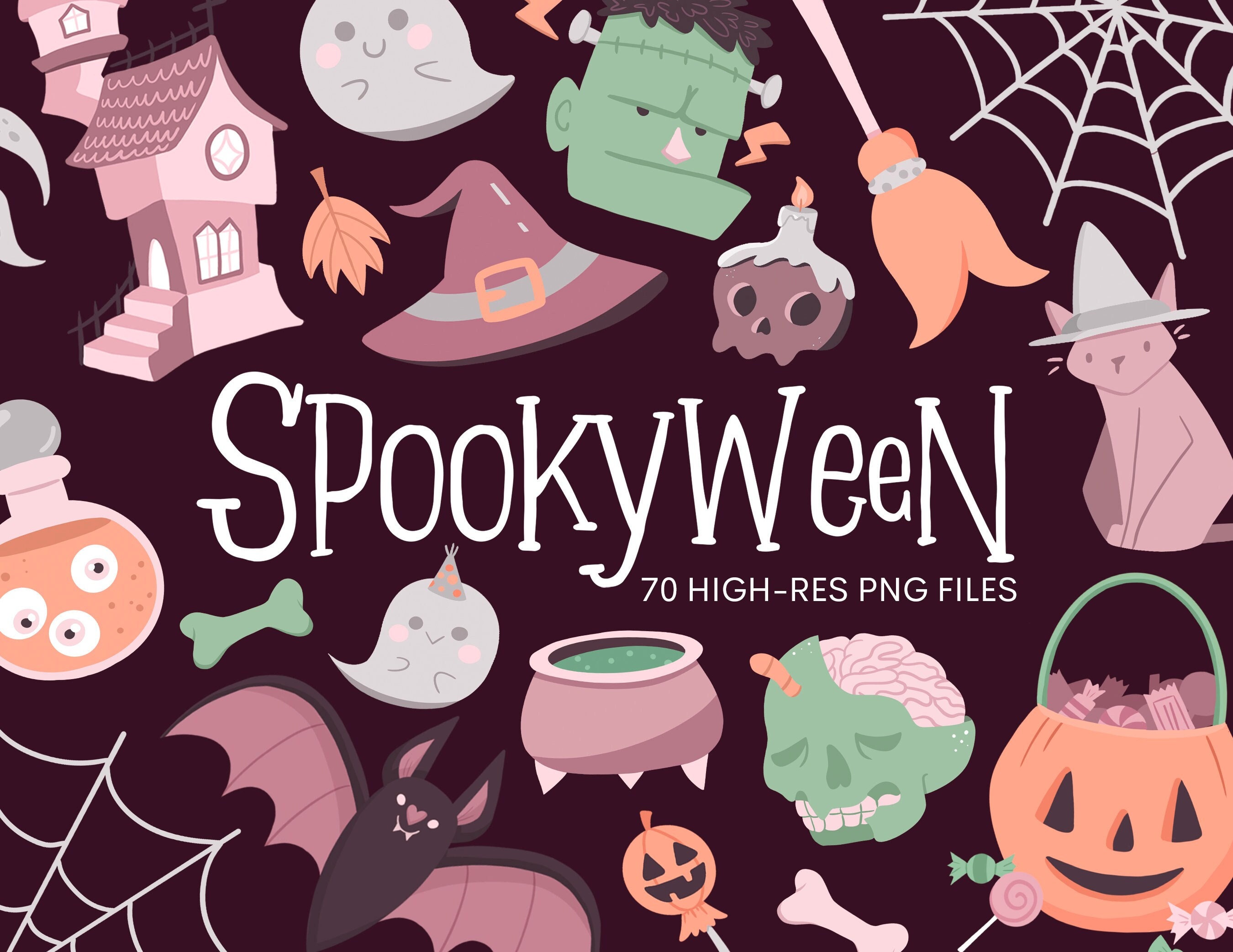 Halloween Clipart Set Cute Halloween Illustrations Halloween - Etsy