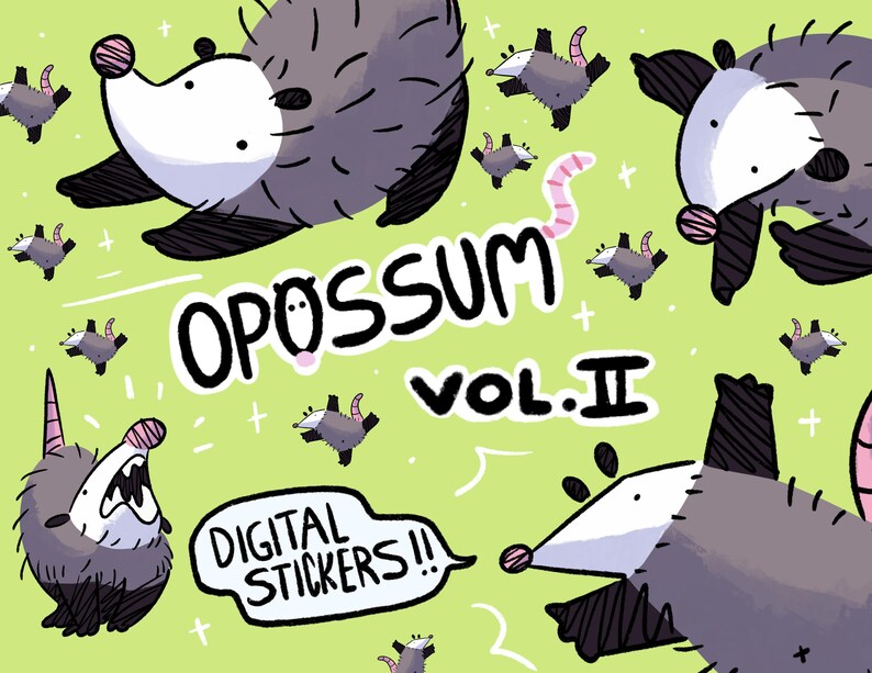 Digital Stickers, Clipart, Cute Animal Stickers, Doodles Stickers ...