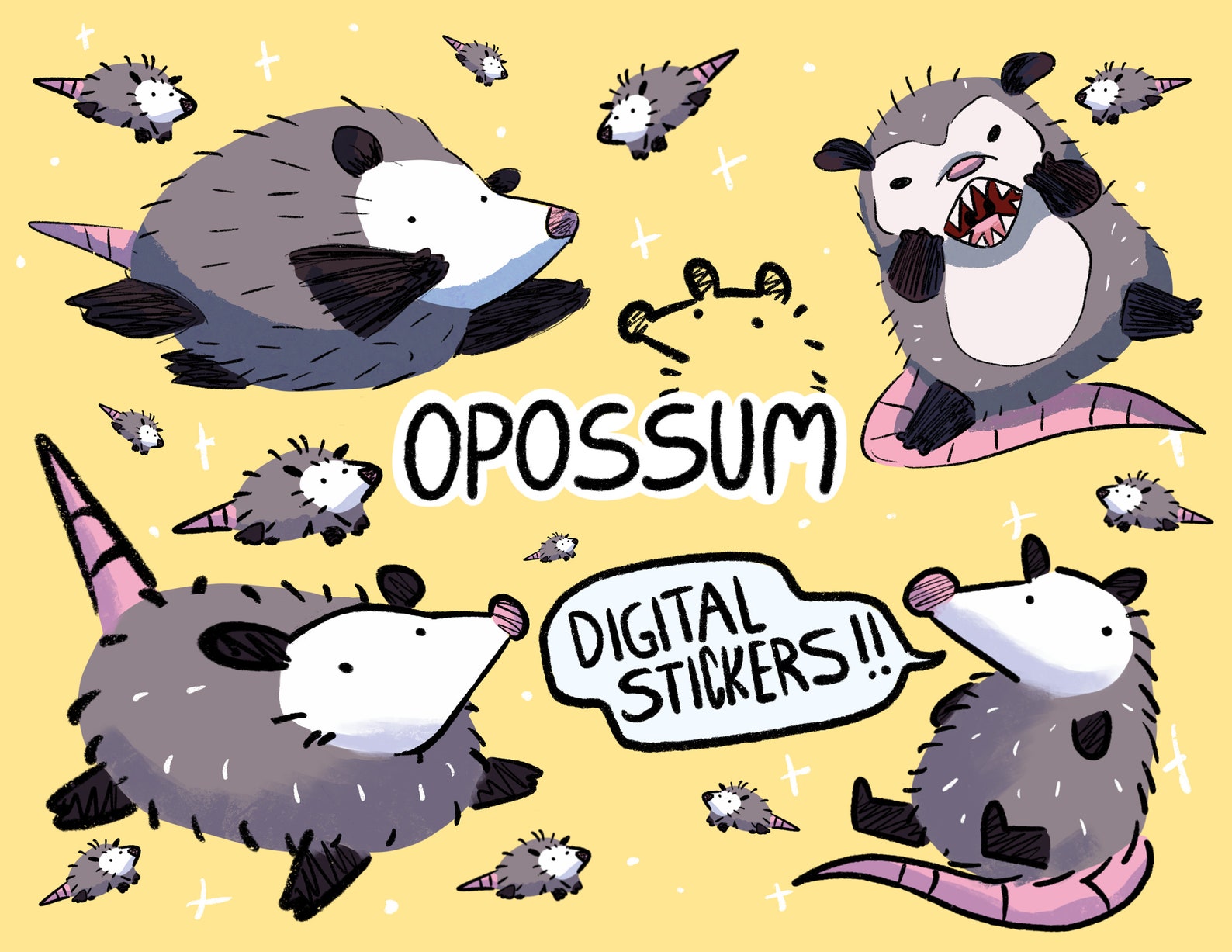 Digital Stickers, Clipart, Cute Animal Stickers, Doodles Stickers ...