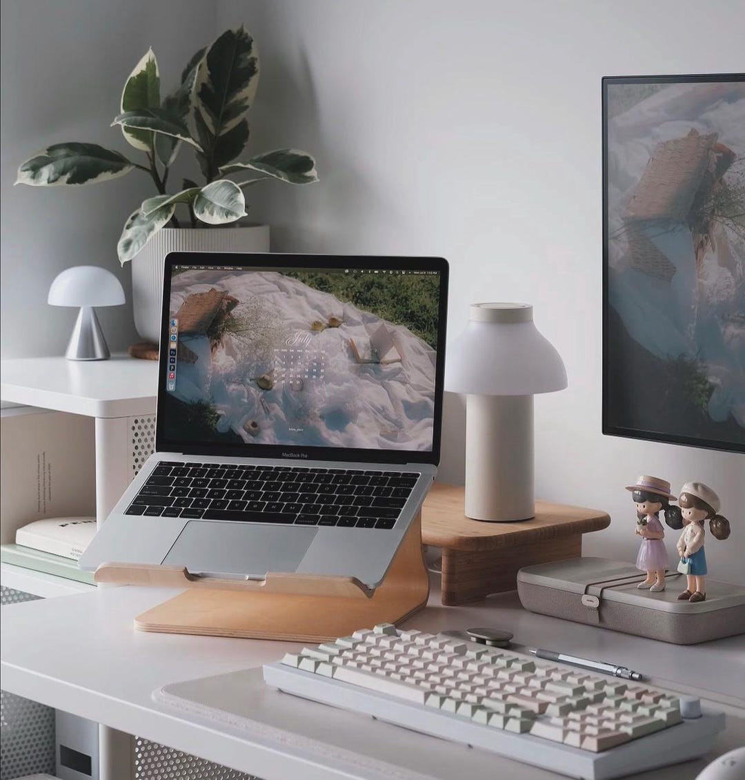 Wooden Laptop Riser, Chic MacBook Stand, Ergonomic Desk Accessory ...