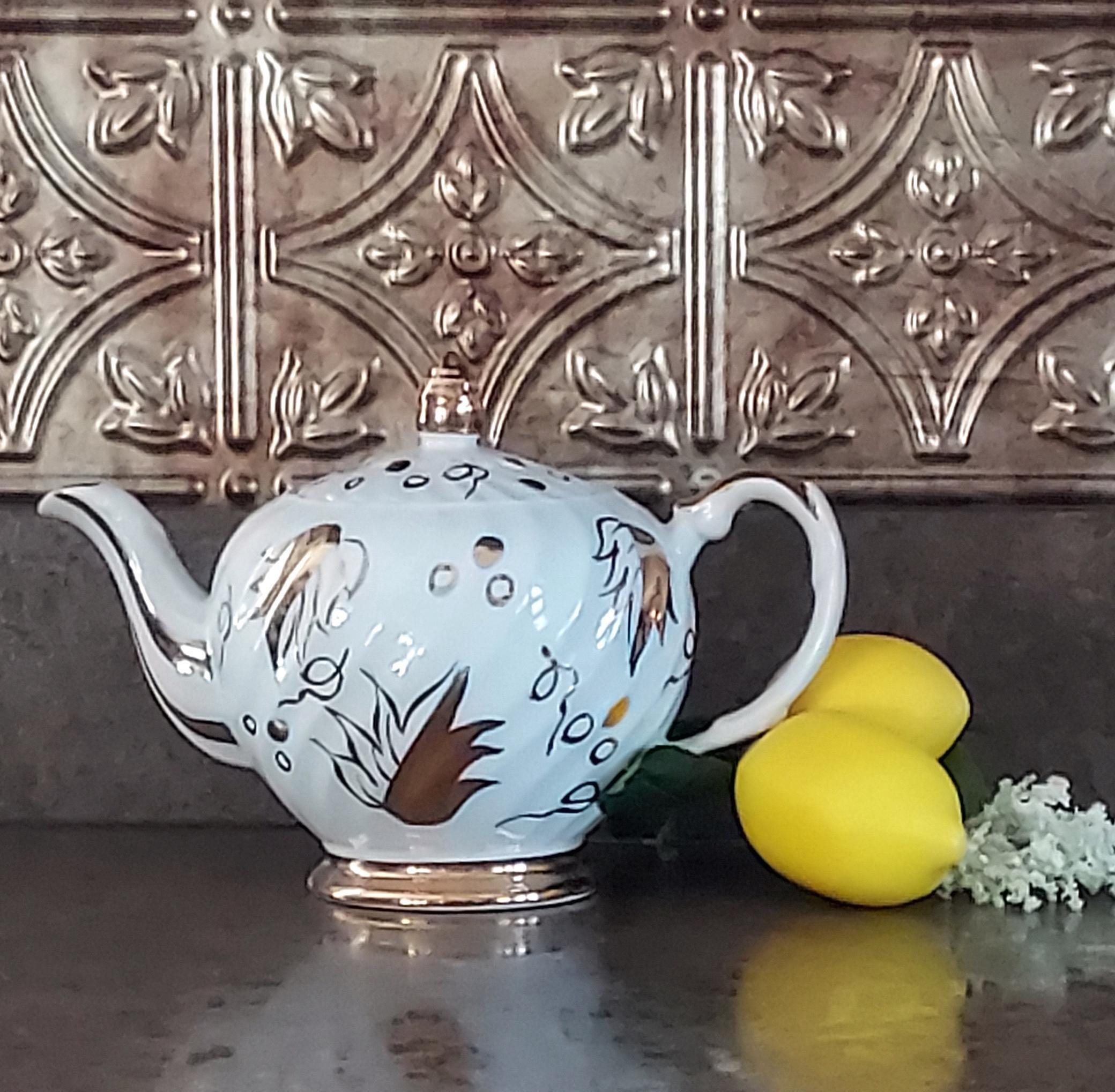 Ellgreave English Teapot, Vintage English Teapot, Made in England, Gold ...