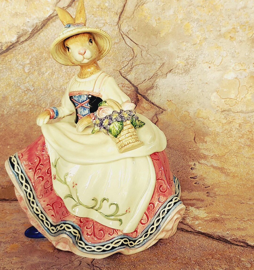 Fitz and Floyd Rabbit Cookie Jar, Rare Fitz and Floyd, Vintage Fitz and ...