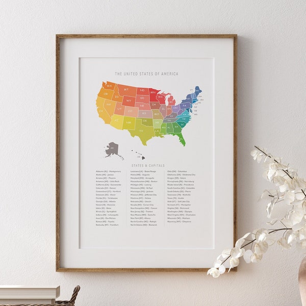 United States Map Print - Etsy