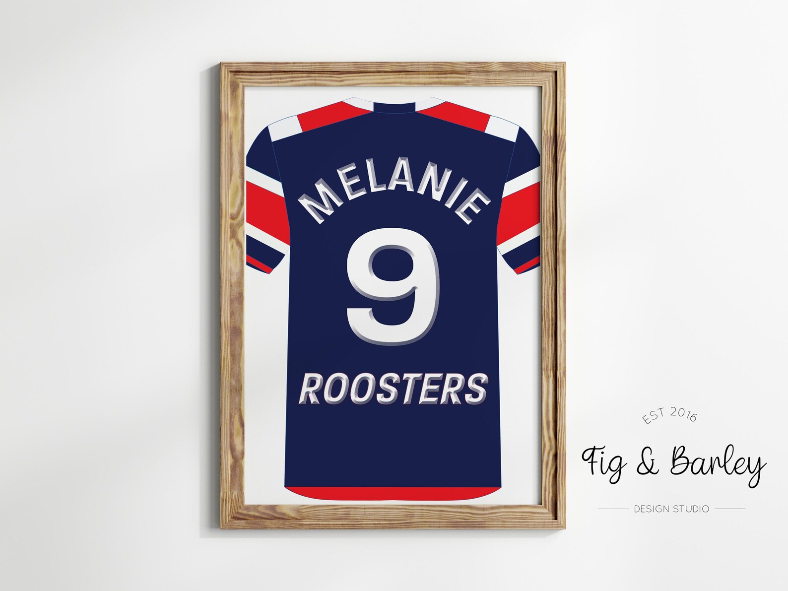 Custom Sydney Roosters Jersey Art: Personalised NRL Poster (digital ...