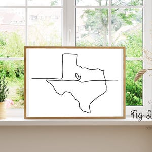 Love Texas Line Art Print: Minimalist Home Decor (digital Download) - Etsy
