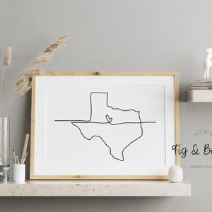 Love Texas Line Art Print: Minimalist Home Decor (digital Download) - Etsy