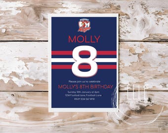Sydney Roosters NRL Theme Birthday Invitation (digital Download) - Etsy