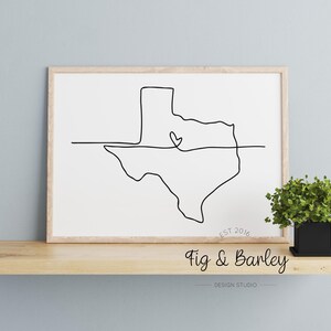 Love Texas Line Art Print: Minimalist Home Decor (digital Download) - Etsy