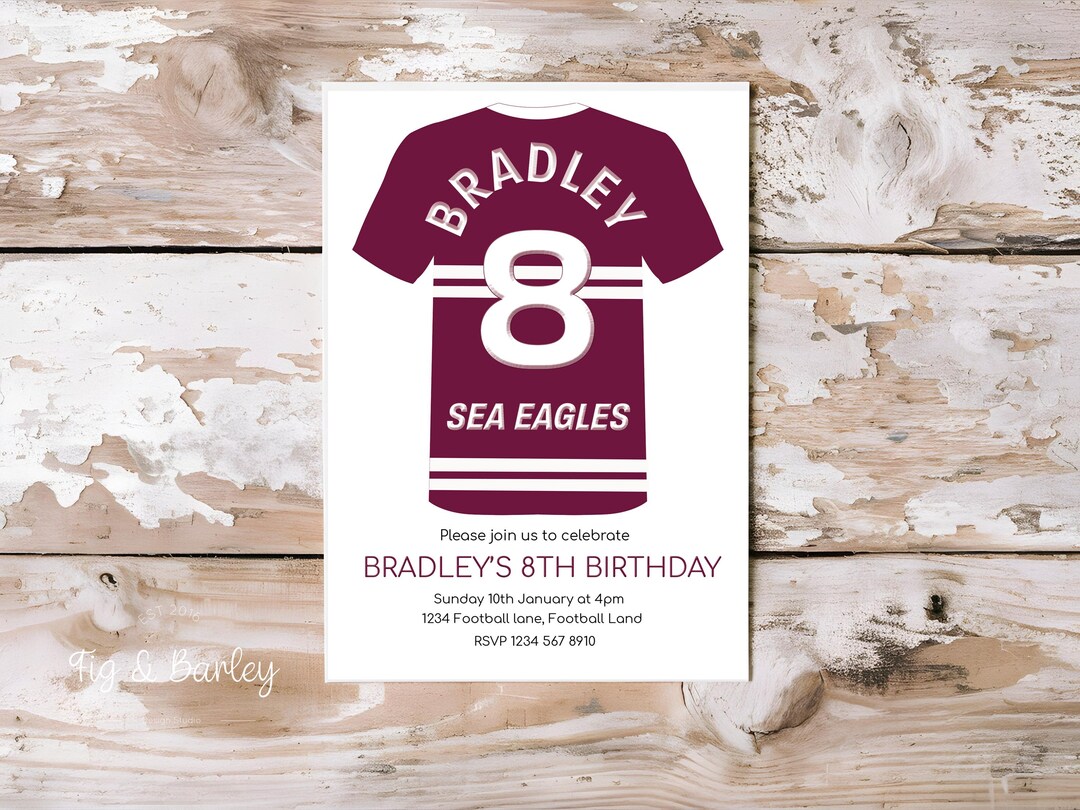 Custom NRL Birthday Invitation, Manly Sea Eagles, National Rugby League ...