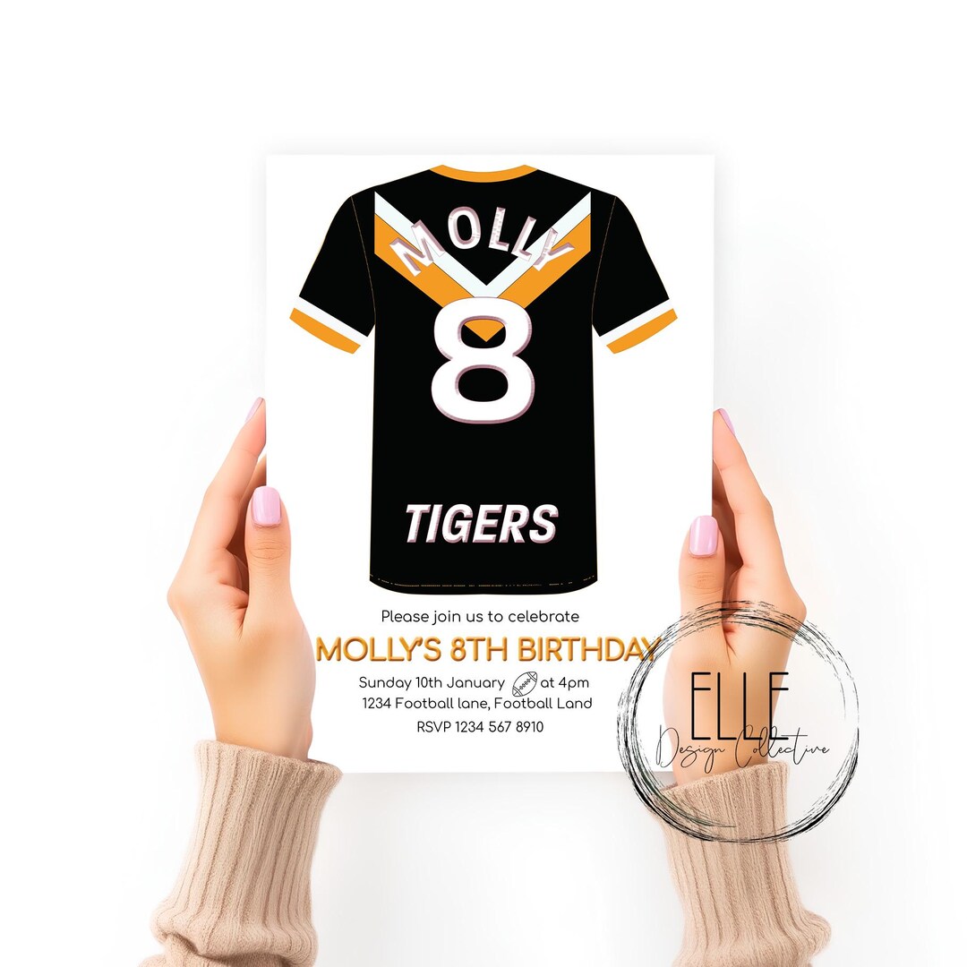 Custom NRL Birthday Invitation, West Tigers, NRL Birthday Invite, Rugby ...