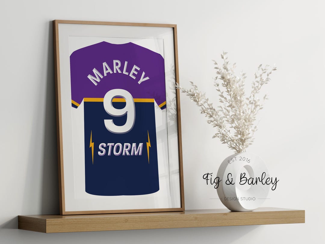 Custom Melbourne Storm Jersey Wall Art, Personalised NRL Poster ...
