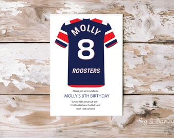 Sydney Roosters NRL Theme Birthday Invitation (digital Download) - Etsy