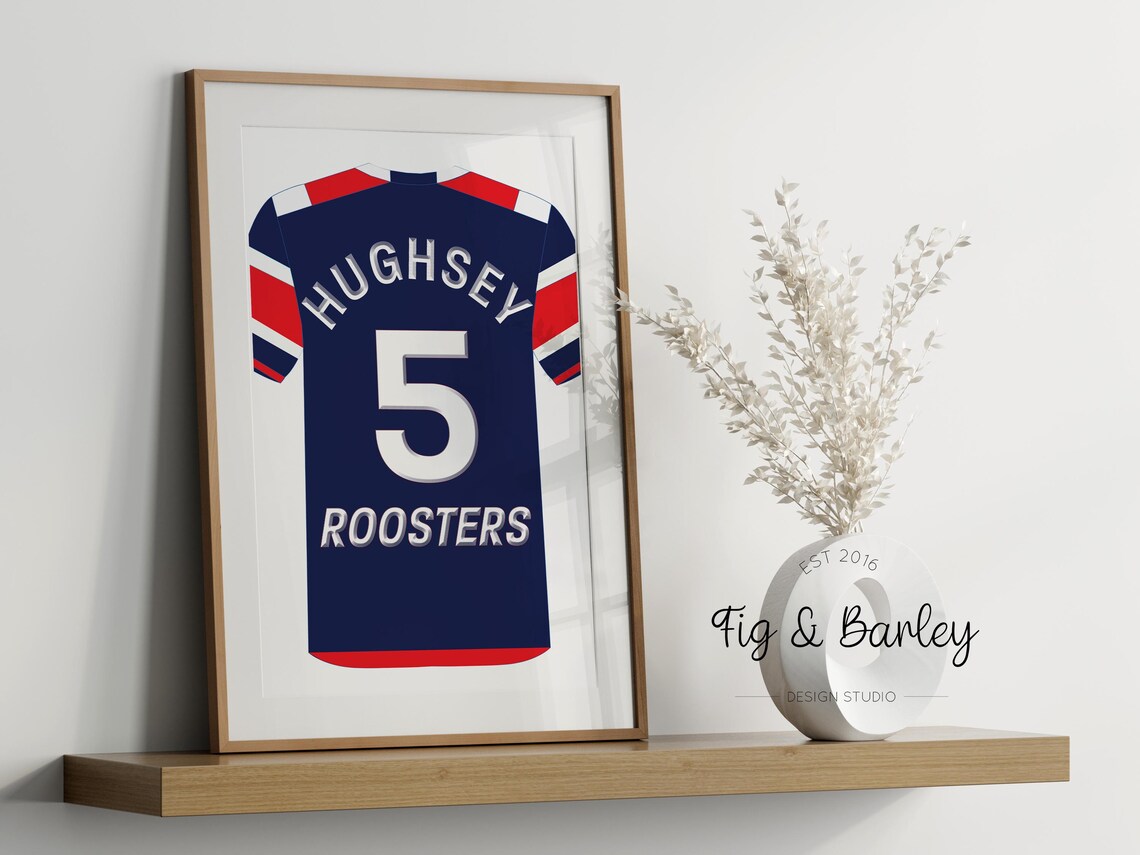 Custom Sydney Roosters Jersey Art: Personalised NRL Poster (digital ...