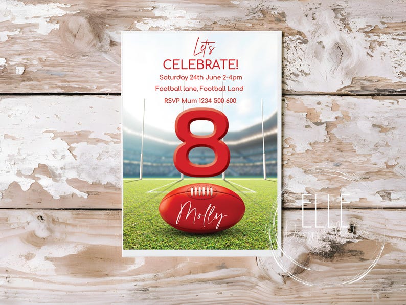 Custom AFL Birthday Invitation: Australian Rules Football Party ...