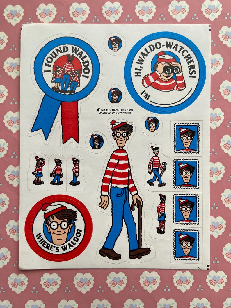 Where’s Waldo Hallmark Sticker Sheet - Etsy