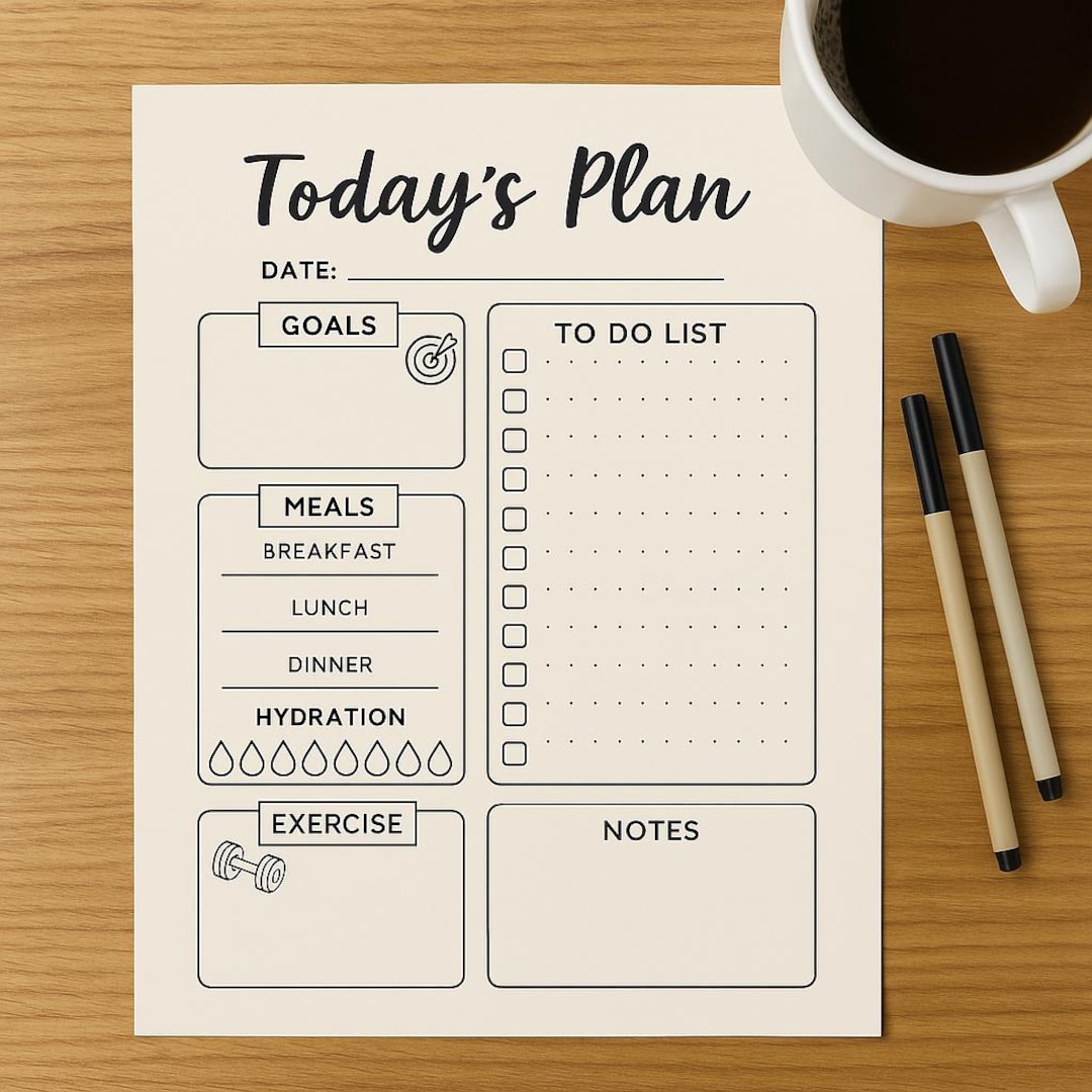 Minimalist Daily Planner Printable | Daily Schedule & to Do List ...