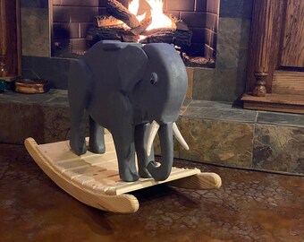 Wooden Rocking Elephant Rocking Animal // L'elefante // Handmade ...