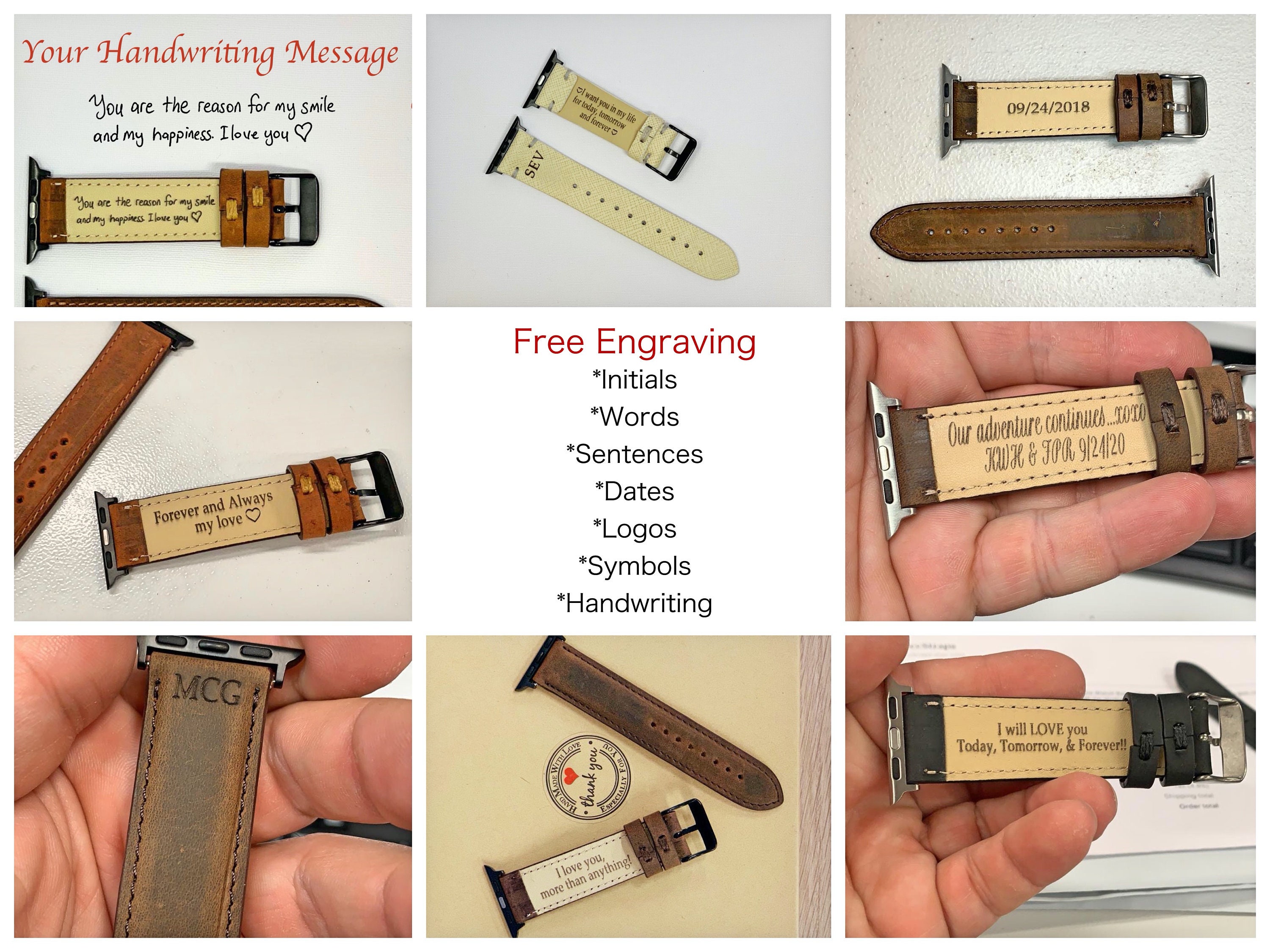 Brown Apple Watch Band Leather 38mm 40mm Custom Watch Strap | Etsy