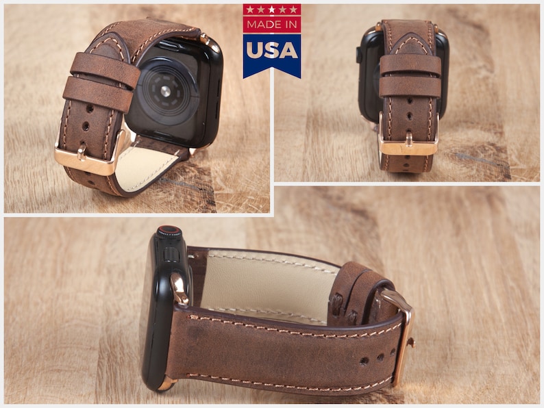 Brown Apple Watch Band Leather 38mm 40mm, Custom Watch Strap 42mm 44mm ...