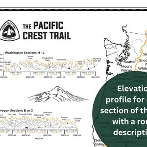 Pacific Crest Trail Map, PCT Illustrated Map, Gift for Hikers, PCT ...