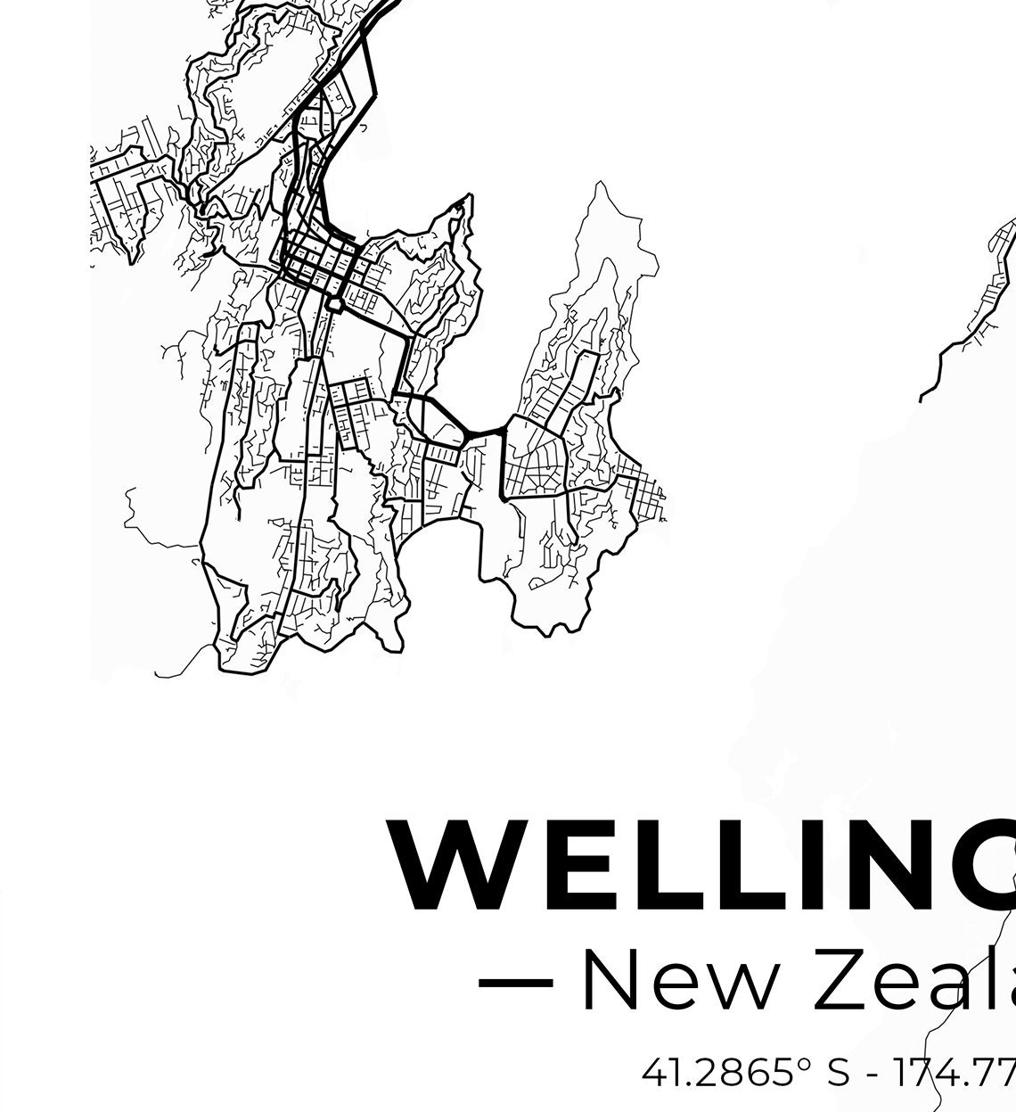 Wellington Street Map Poster, New Zealand Map Wall Art, Wellington ...
