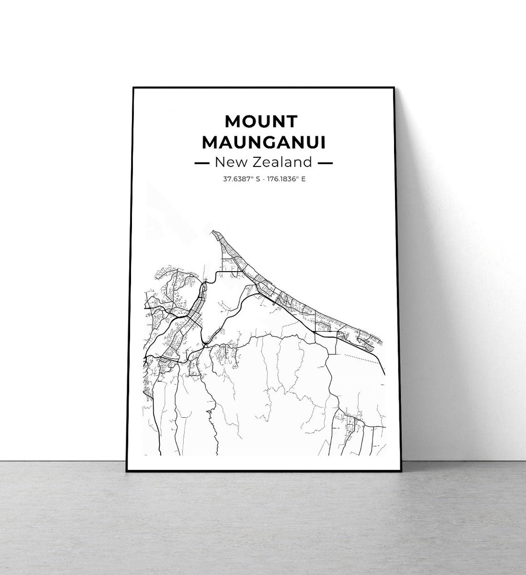Póster del mapa de calles de Mount Maunganui Casa de arte - Etsy México