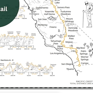Pacific Crest Trail Map, PCT Illustrated Map, Gift for Hikers, PCT ...
