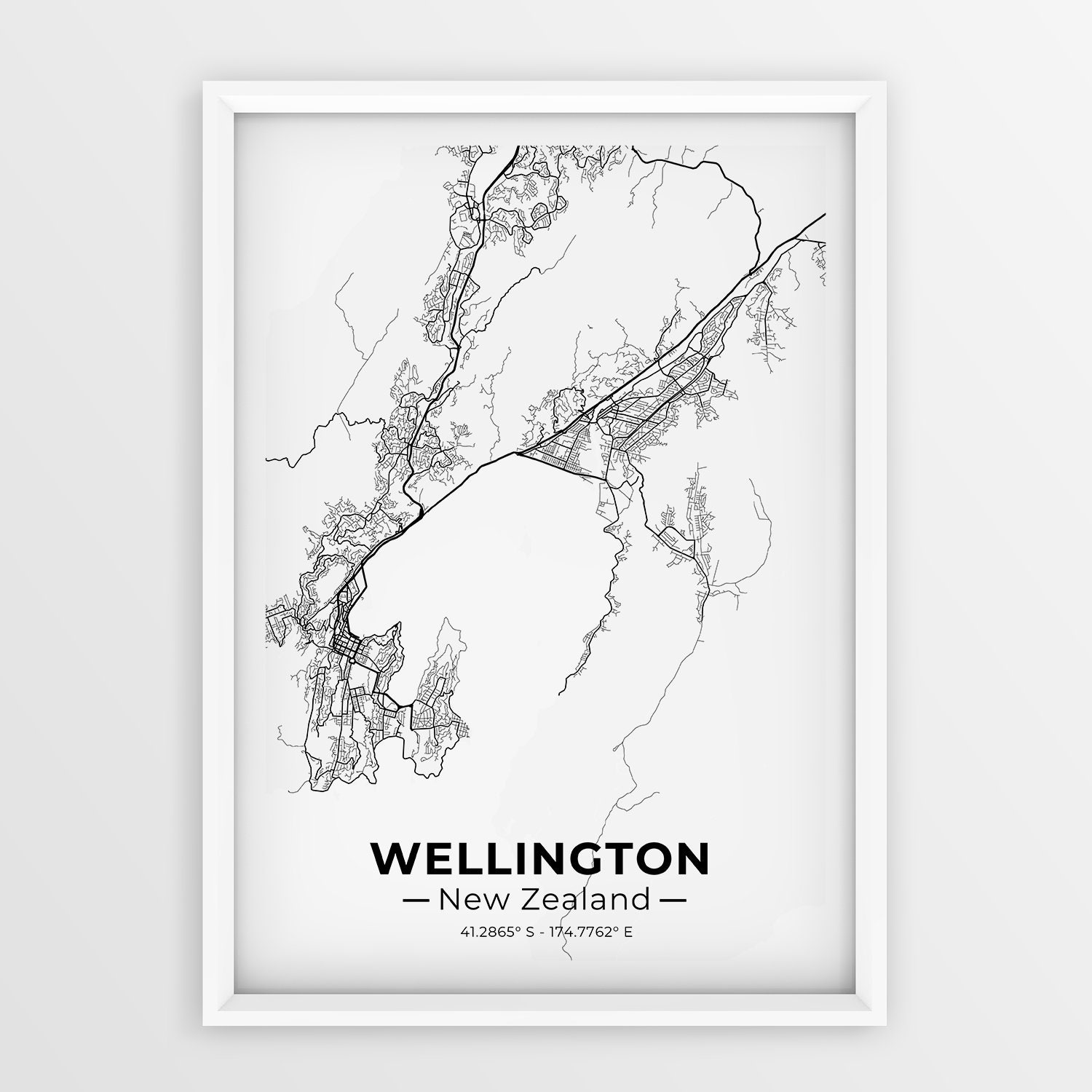 Wellington Street Map Poster, New Zealand Map Wall Art, Wellington ...
