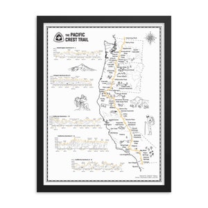 Pacific Crest Trail Map, PCT Illustrated Map, Gift for Hikers, PCT ...