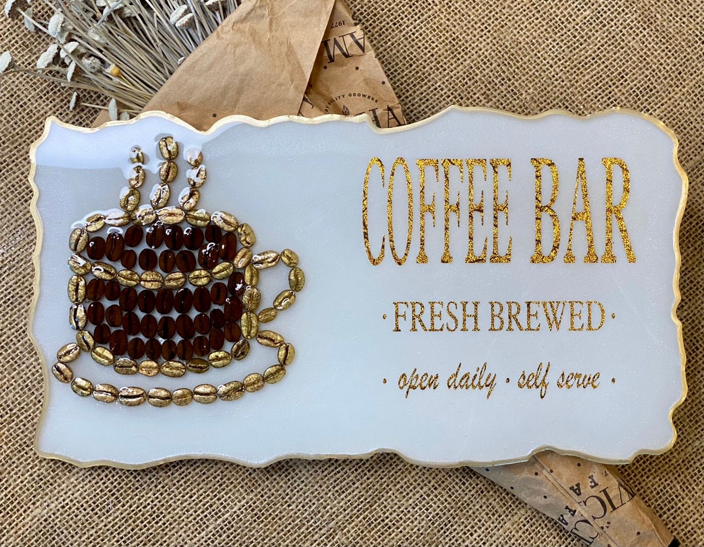 Coffee Bar Fresh Brewed Self Serve Coffee Station Sign | Etsy