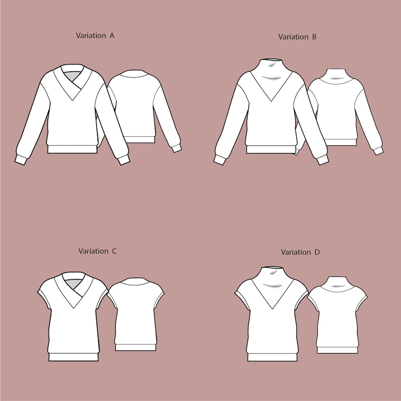 Sweatshirt Sewing Pattern / Digital Pattern for Jumper/ V-neck Top ...